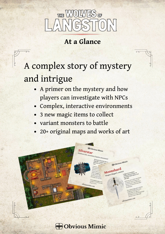 The Wolves of Langston Party 5e Module (PDF) – Obvious Mimic Press