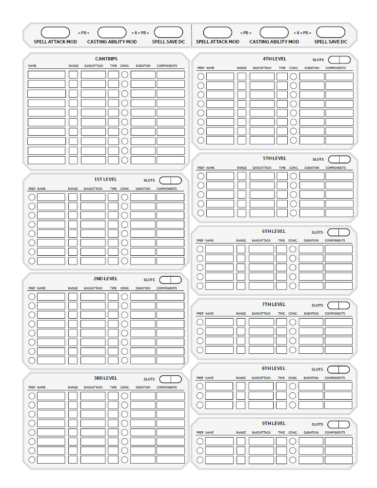 Free 5e Character Sheet (Printable + Fillable + Template) – Obvious ...