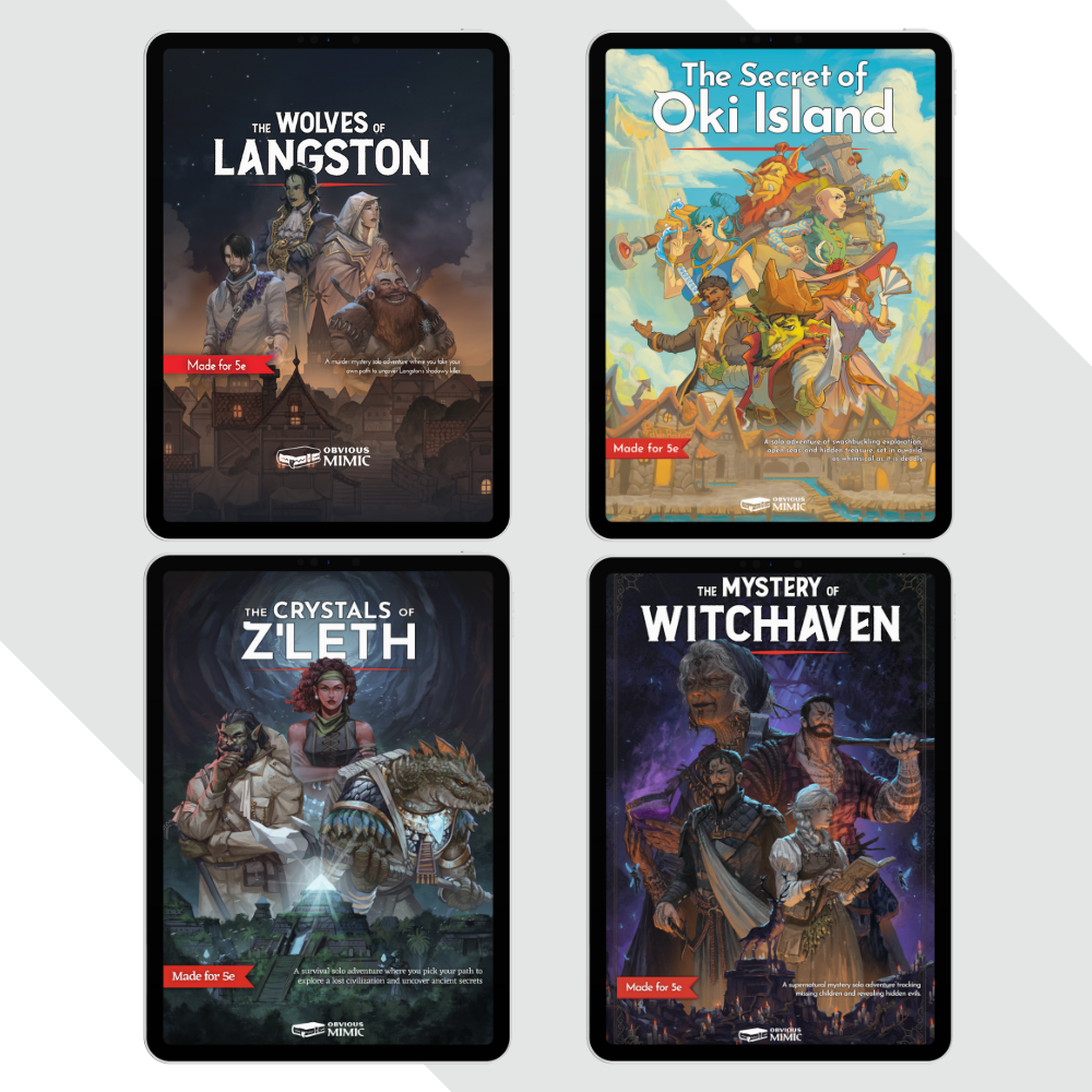 Level 1 to 5 Solo Adventure Bundle (PDF & EPUB) – Obvious Mimic Press