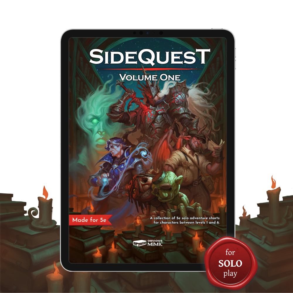 SideQuest: Volume 1 - A Collection of 5e Solo Adventure Shorts (PDF + – Obvious Mimic Press